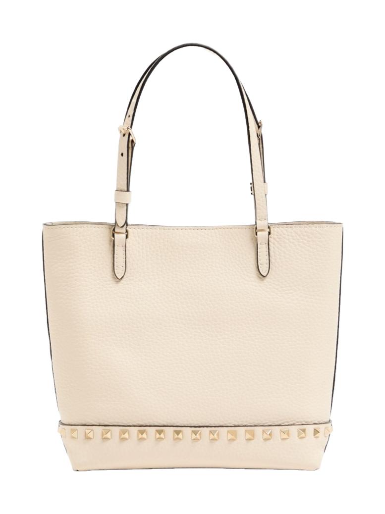 VALENTINO Valentino Garavani Rockstud Small Shopping Bag in Grainy Calfskin